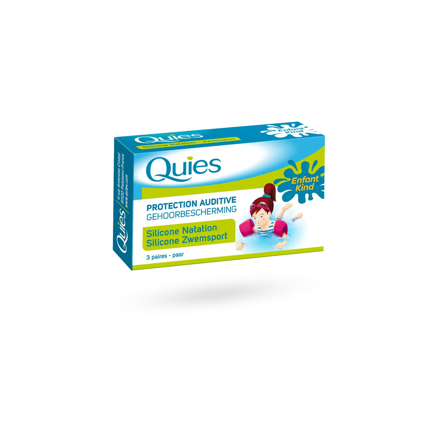 Boules Quies natation enfant en silicone 3 paires de protection auditive