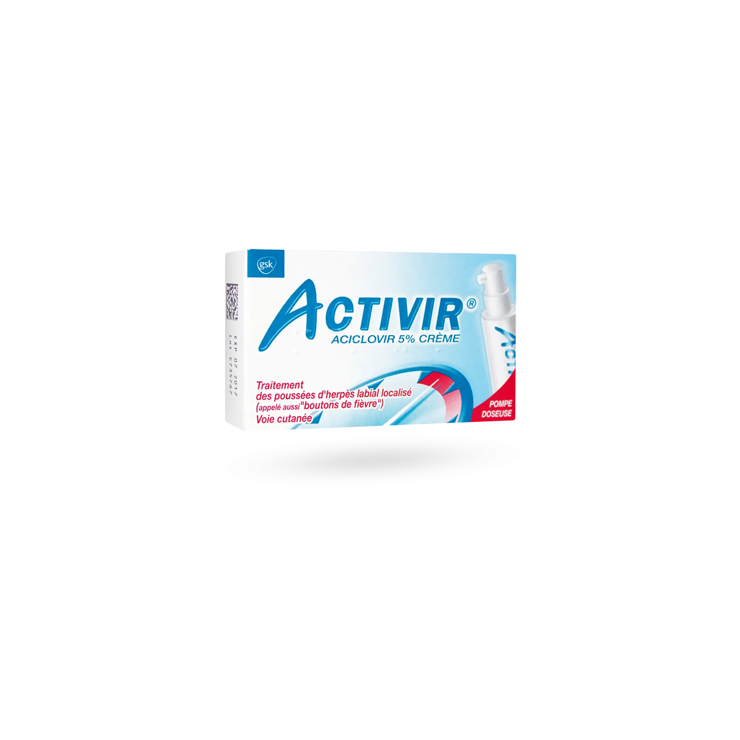 Activir crème 5 pour cent herpès labial - Pompe doseuse 2 g