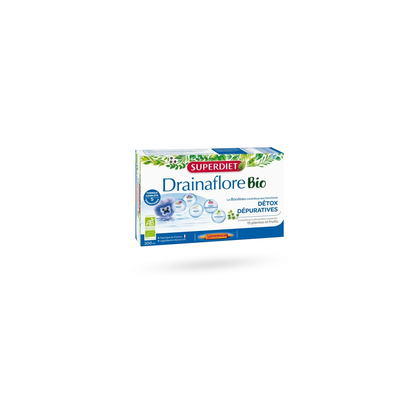 Drainaflore Bio détox Super Diet - Boite de 20 ampoules